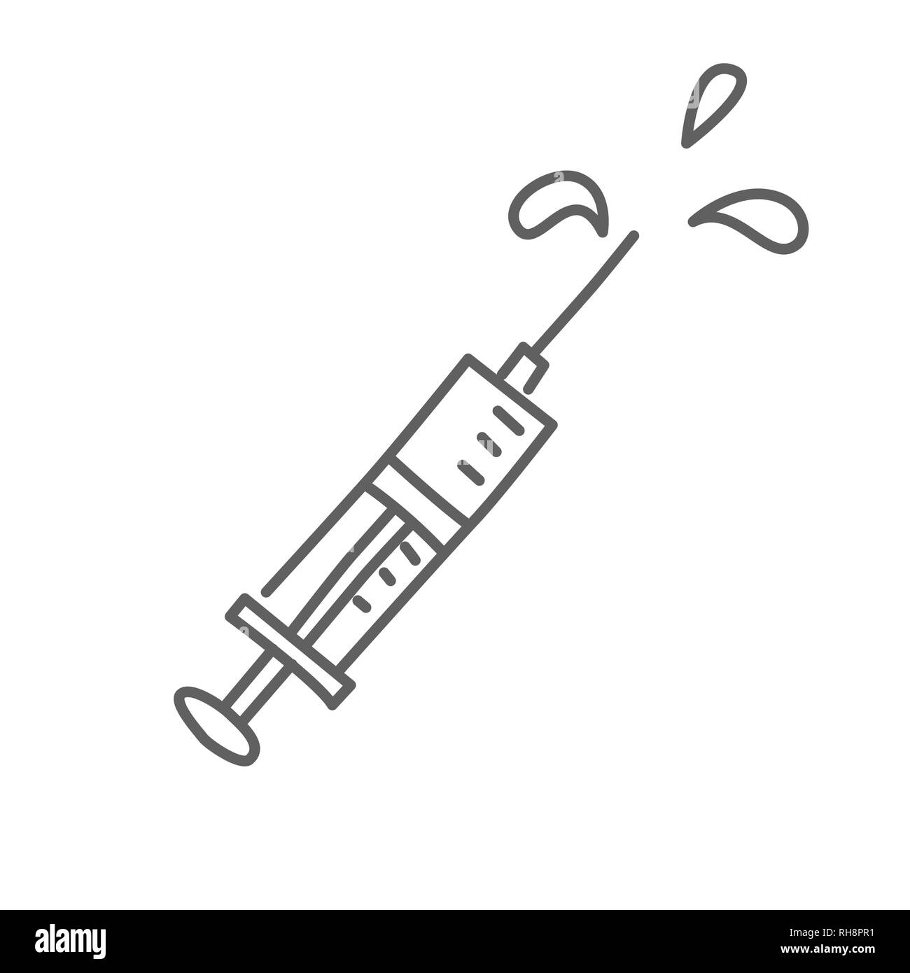 Syringe vector doodle icon isolated on white, hand drawn sketchy style ...