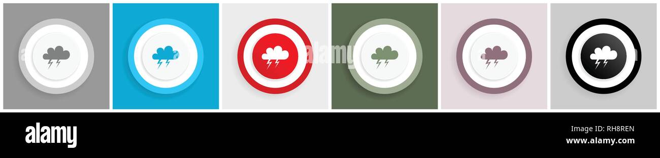Storm icon set, vector illustrations in 6 options for web design and ...