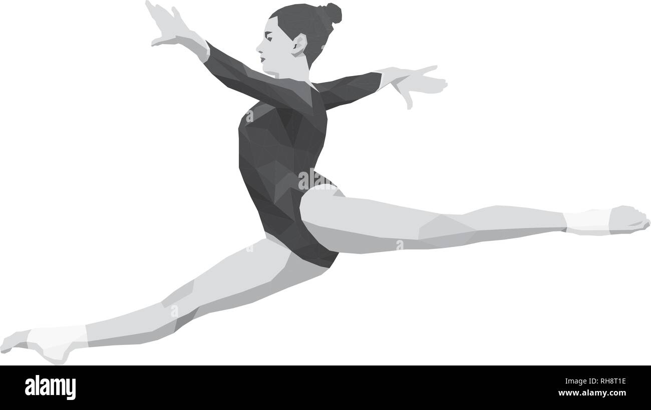 split leap women gymnast in artistic gymnastics Stock Vector Image ...