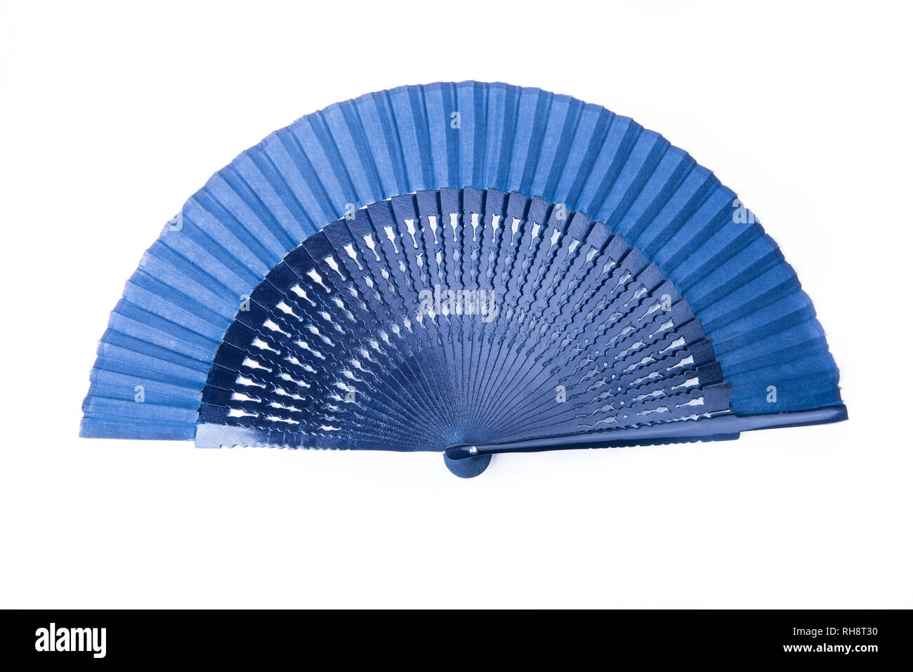 Open dark blue fan on white isolated background Stock Photo - Alamy