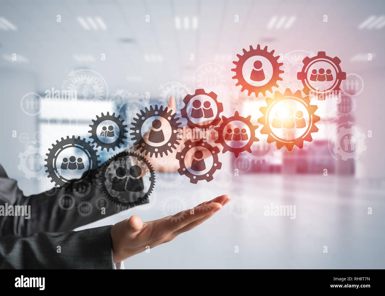 Cogwheels and gears mechanism as social communication concept Stock ...