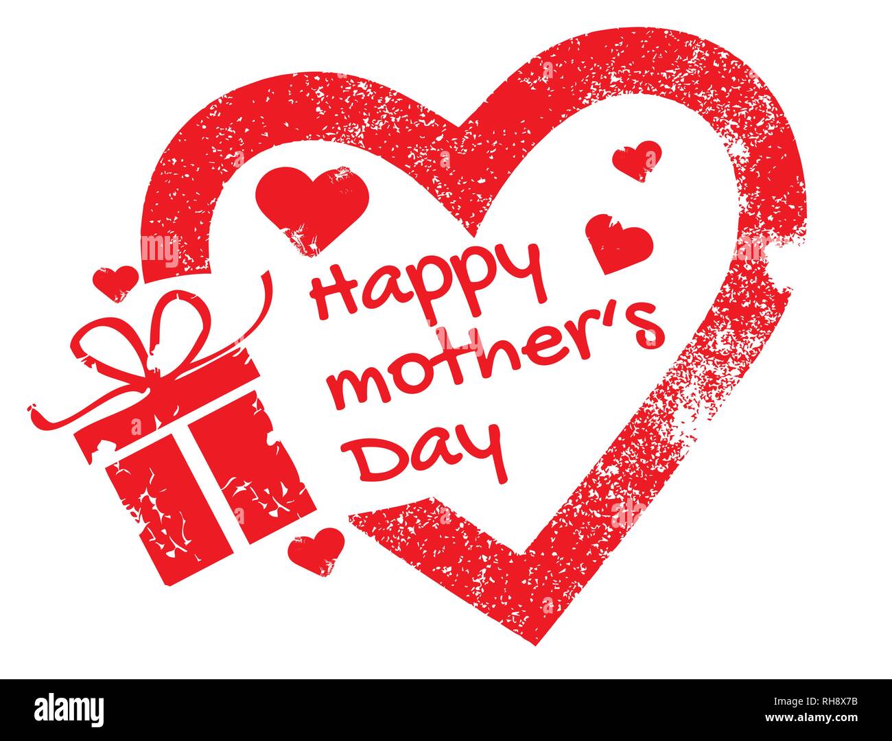 Happy Mother`s Day rubber stamp - Calligraphy vector text and heart ...
