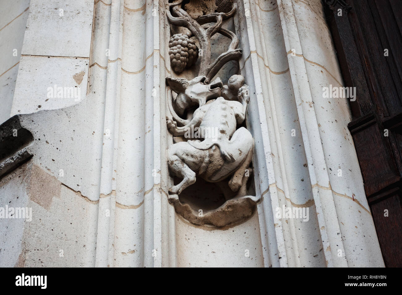 Gothic figure, a fragment of a sculptural composition on a Gothic ...