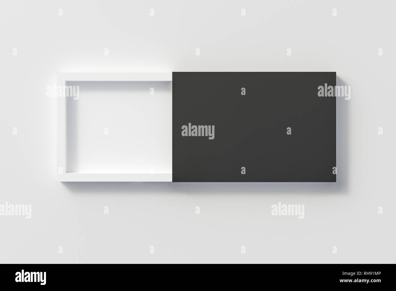 Blank opened black flat slide gift box on white background with ...
