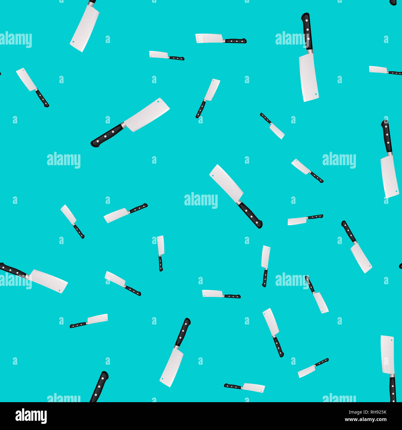 Seamless pattern of kitchen knives on a colored background ...