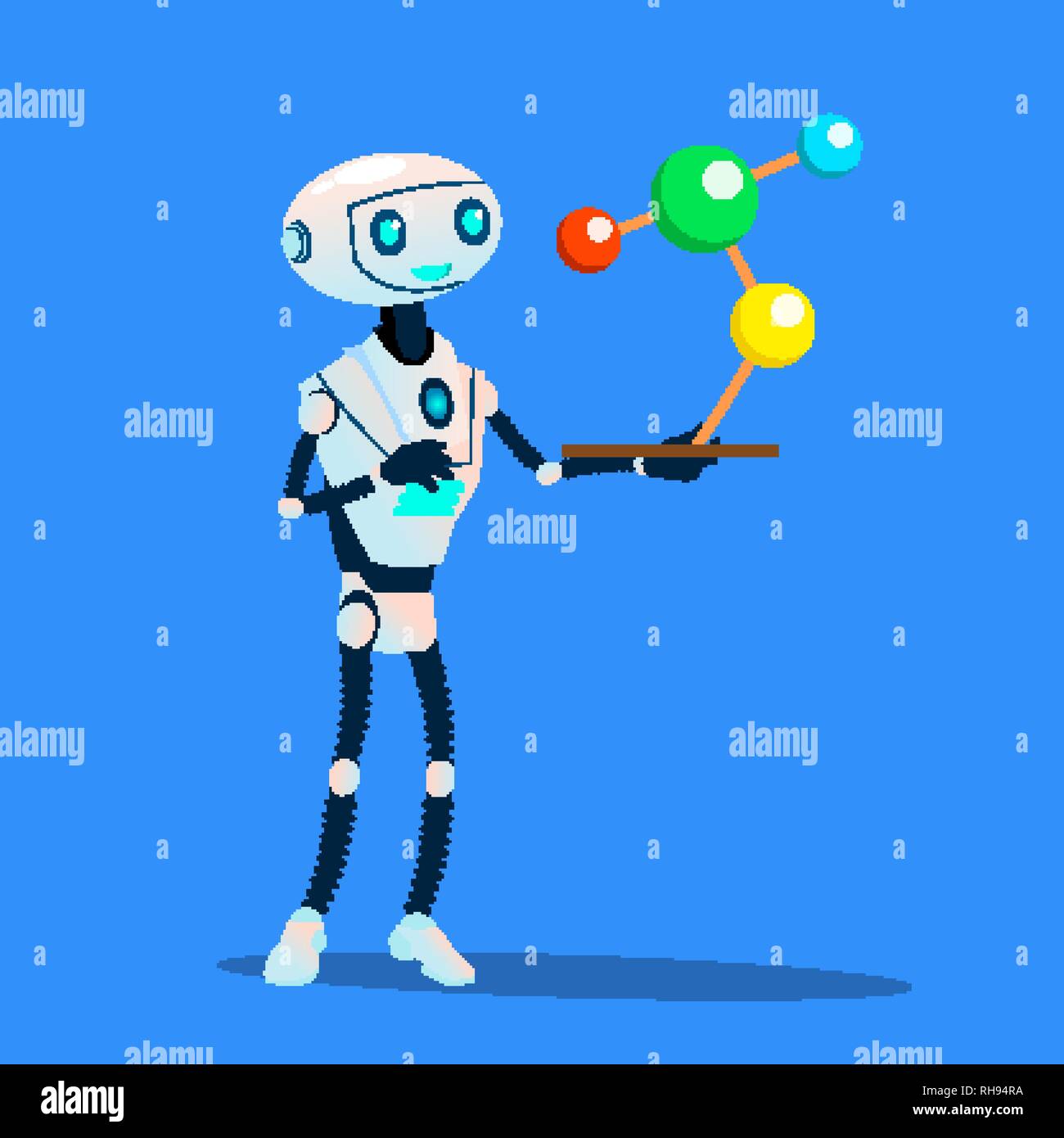 Robots Study Large Molecule Vector. Isolated Illustration Stock Vector ...