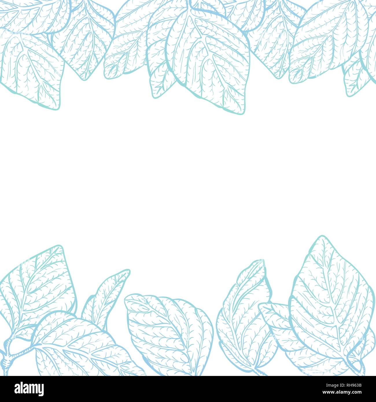 Vector background - nature foliage leaves border frame with copy space ...