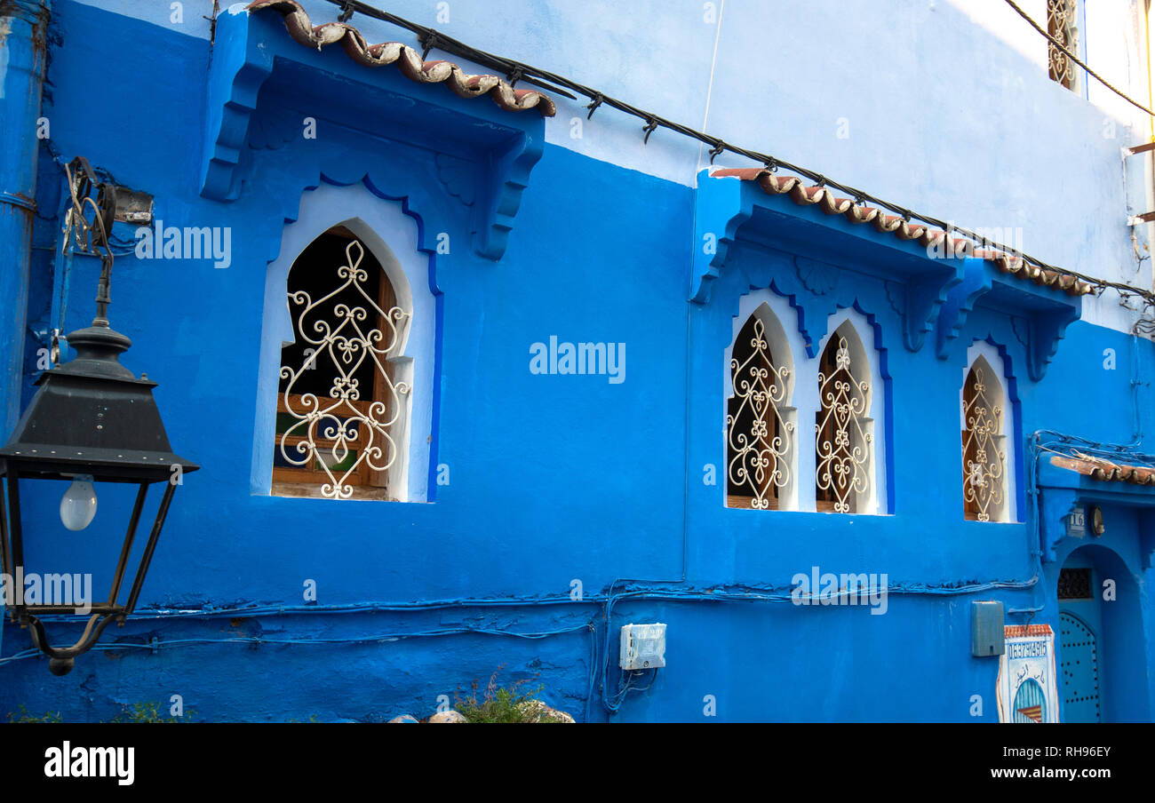Beautiful view of the blue city in the medina of CHEFCHAOUEN, MOROCCO ...