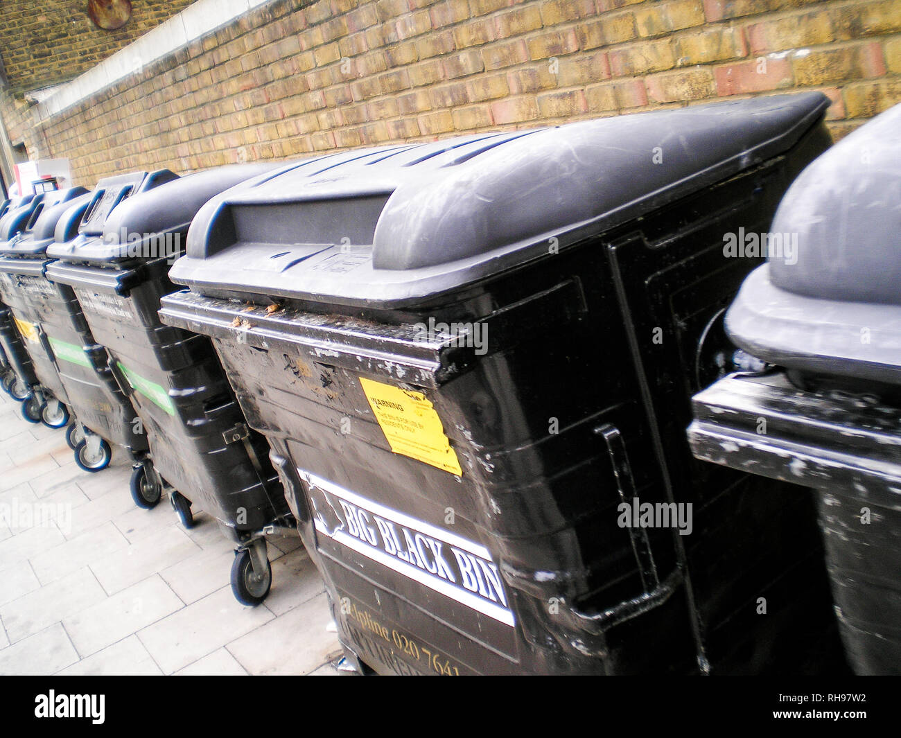 Rubbish cans, street view, London, England, United Kingdom Stock Photo ...