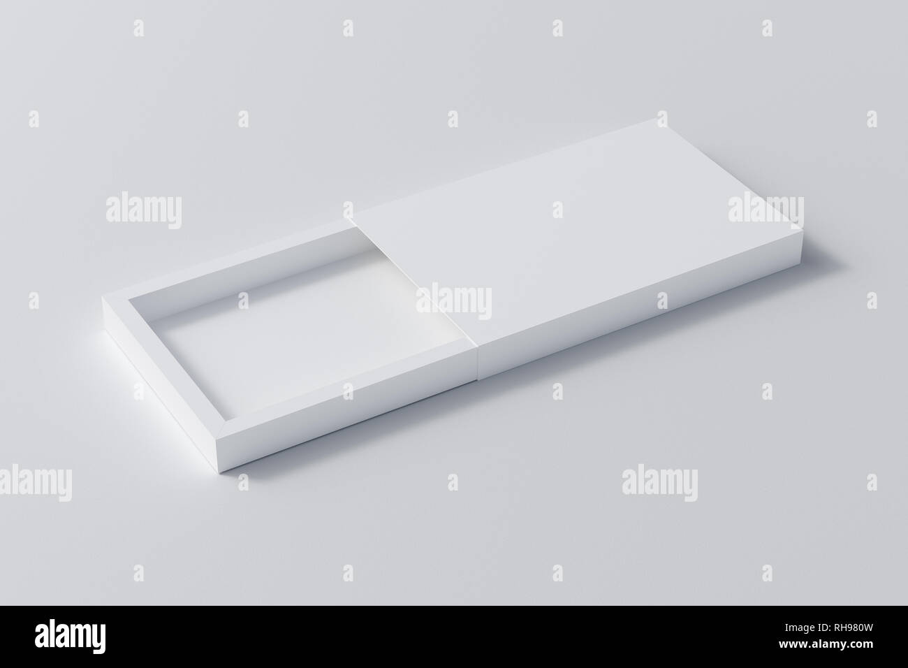 Blank opened flat slide gift box on white background Stock Photo - Alamy