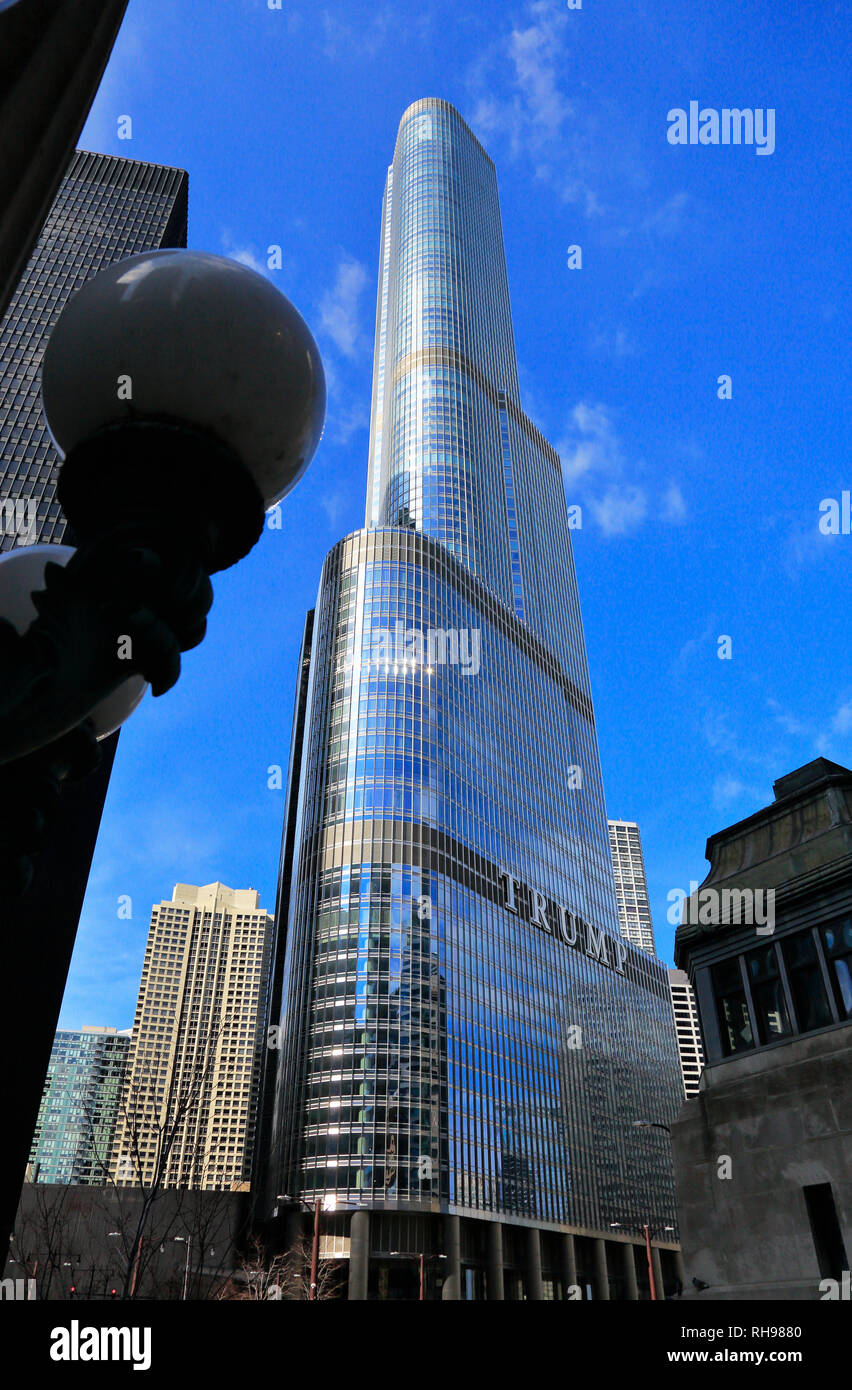 The view of Trump International Hotel & Tower Chicago.Chicago. Illinois ...