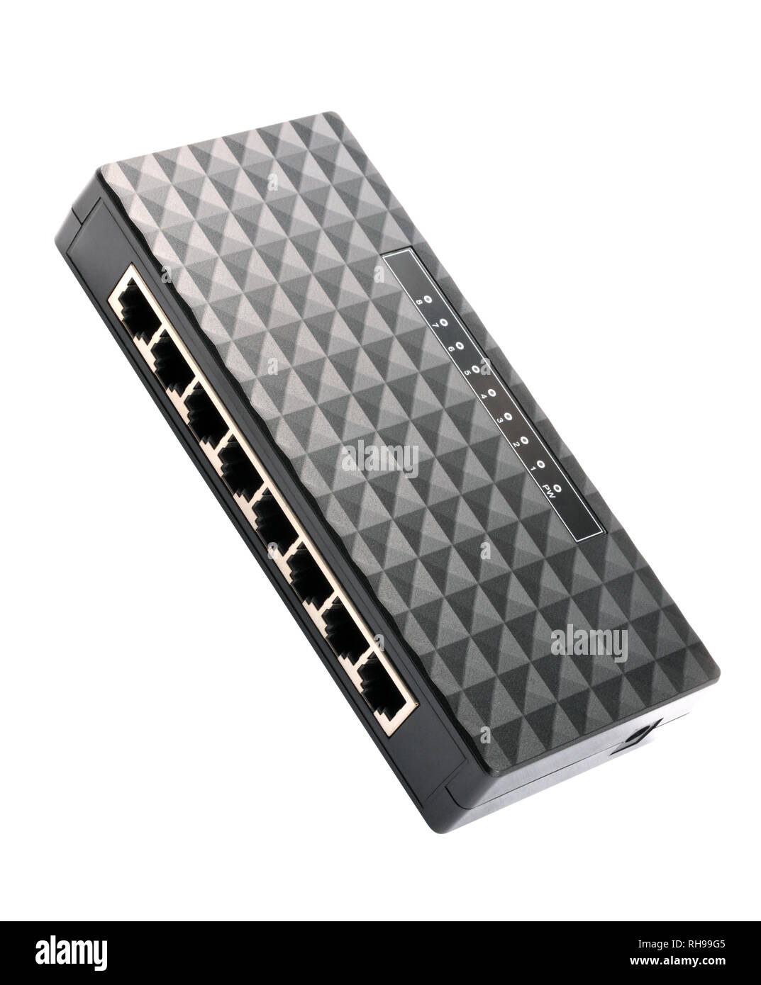 black 8 Port Plastic Ethernet Switch isolated on white background at ...