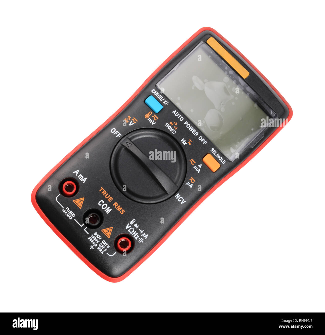 black digital multimeter isolated on white background at dry day Stock ...