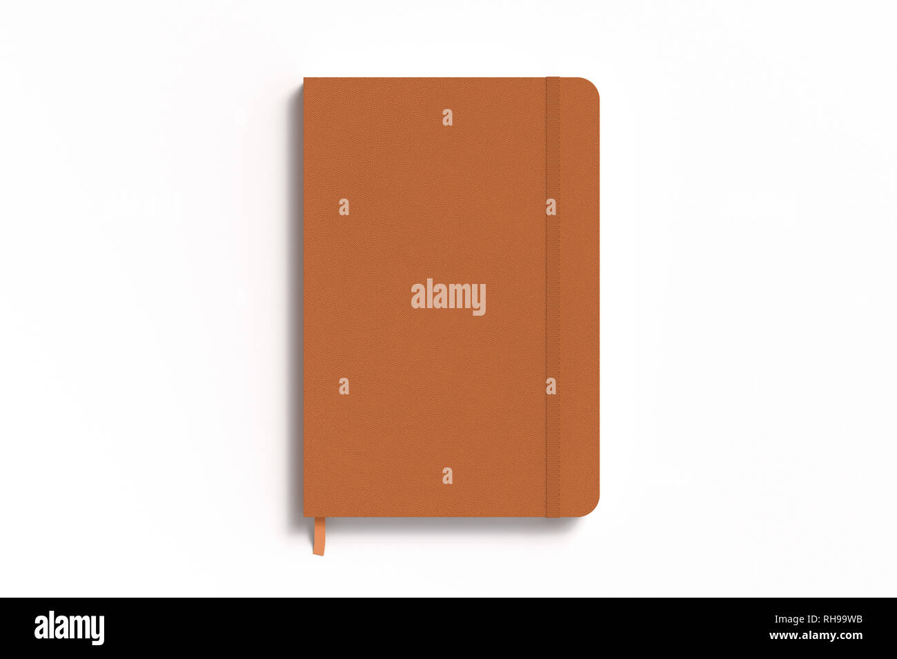 Brown vertical notebook with elastic band on white background Stock ...
