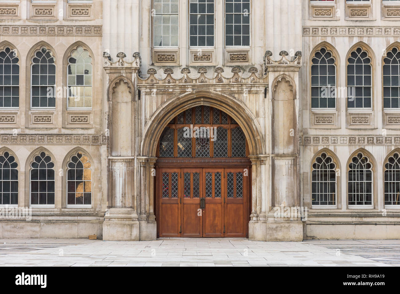Detail of the entrance and facade of Guildhall, a Grade I-listed ...