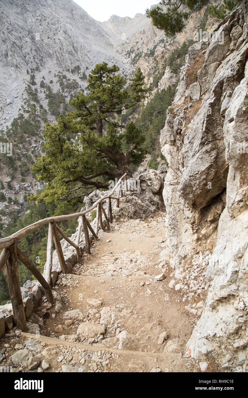 Mountain path in Samaria Gorge, National Park of Greece on the island ...