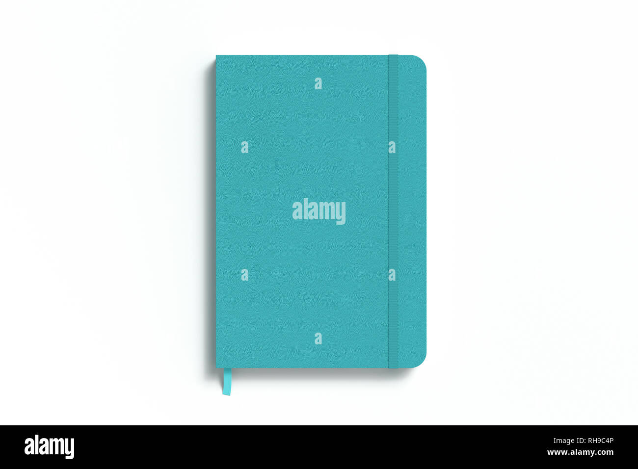 Cyan vertical notebook with elastic band on white background Stock ...