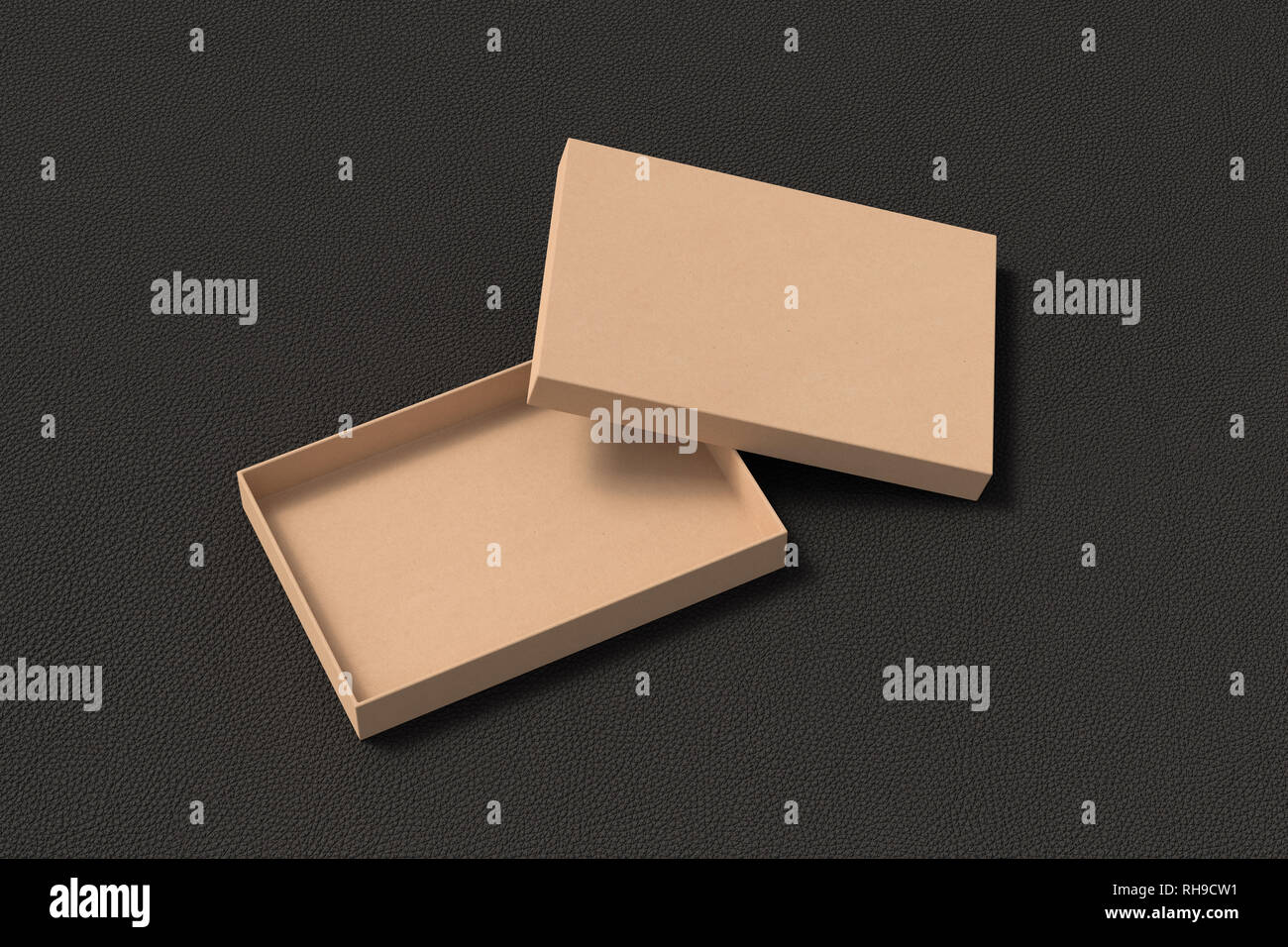 Blank open carton flat gift box mock up on black background. With ...