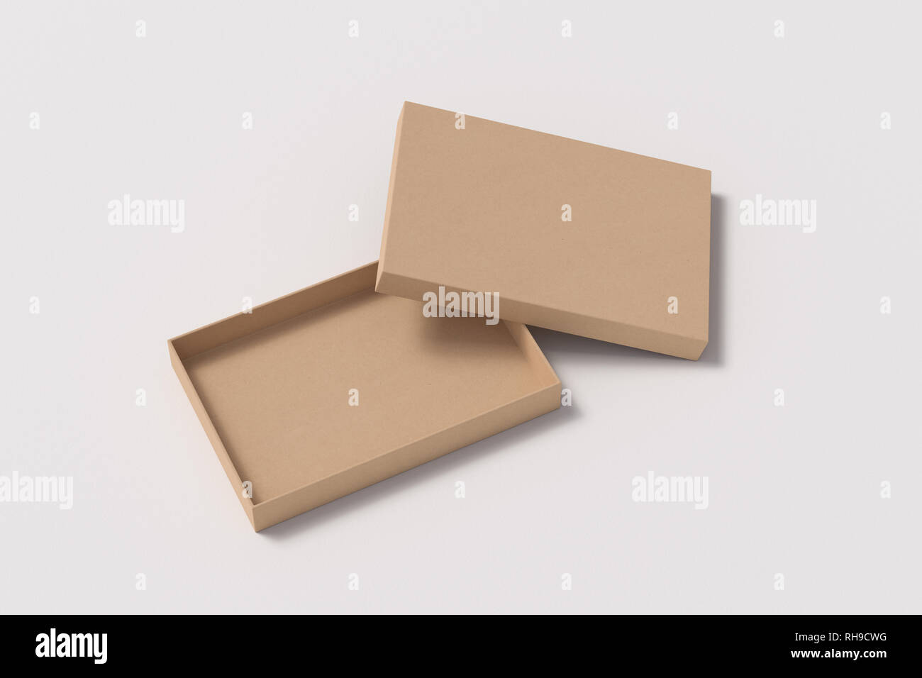 Blank open carton flat gift box mock up on white background. With ...