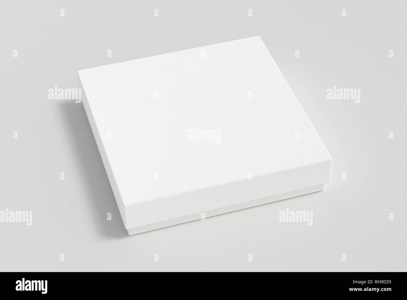 Blank white square flat gift box mock up on white background. With ...