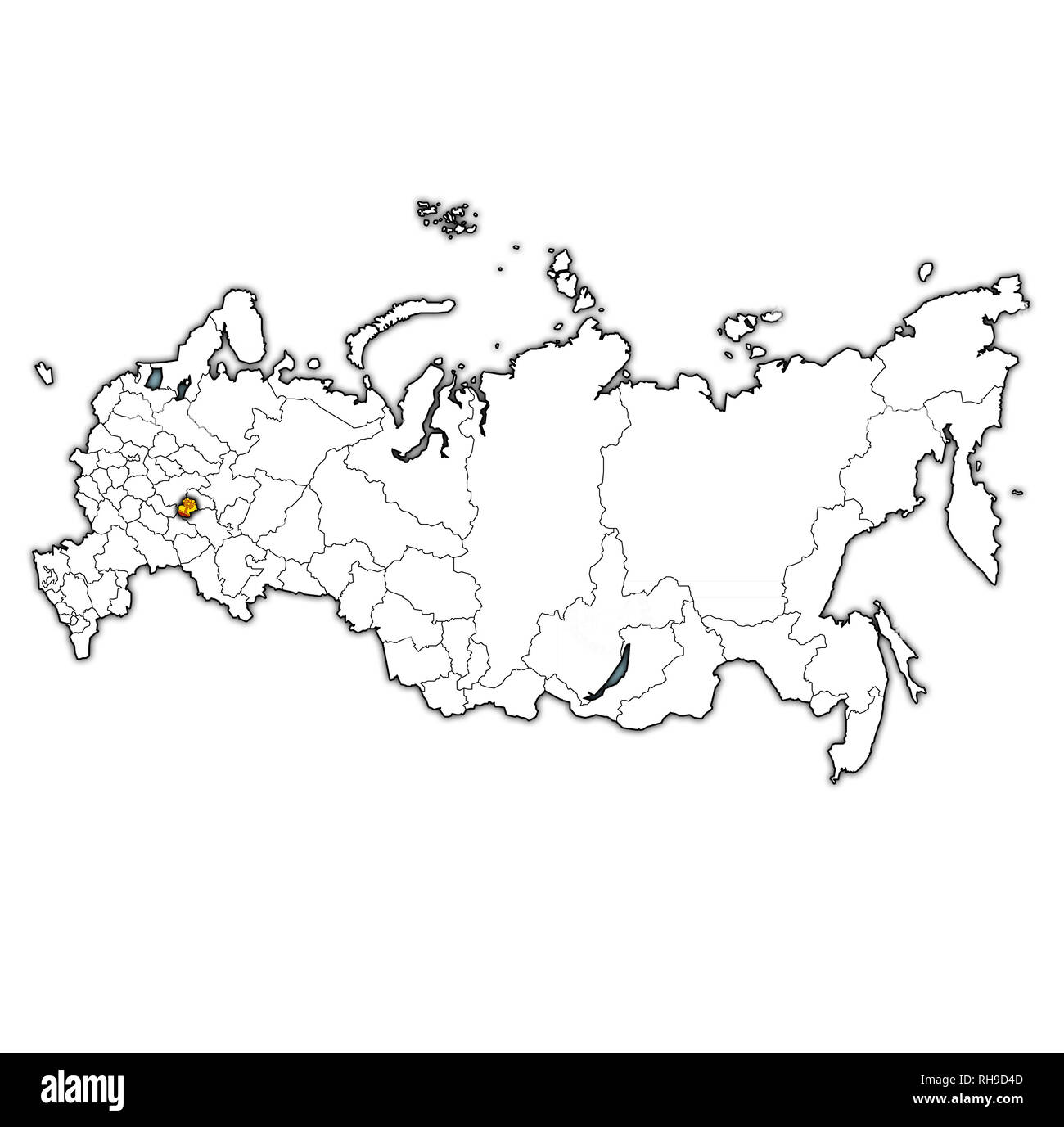 emblem of Chuvashia on map with administrative divisions and borders of ...