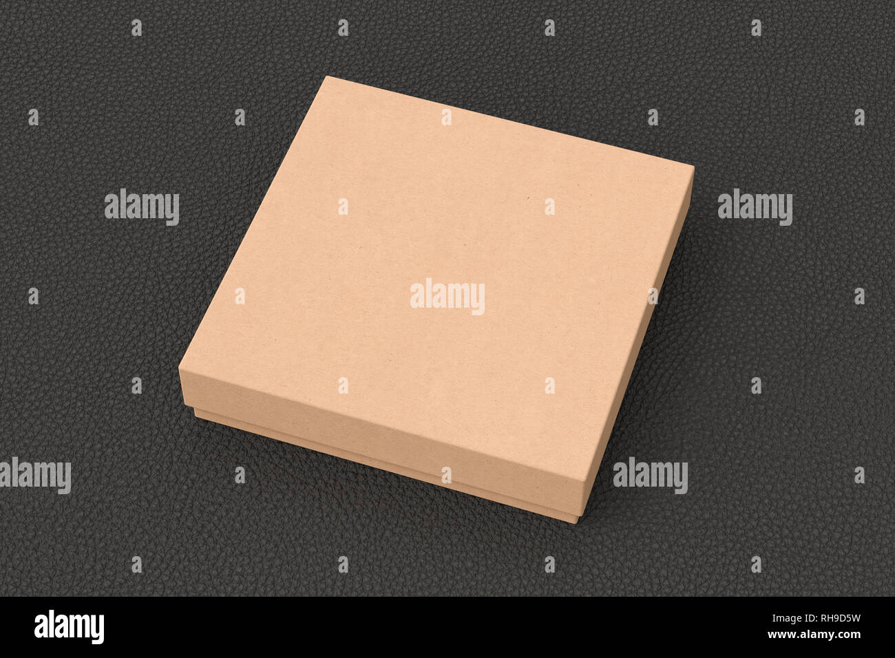 Blank carton square flat gift box mock up on black background. With ...