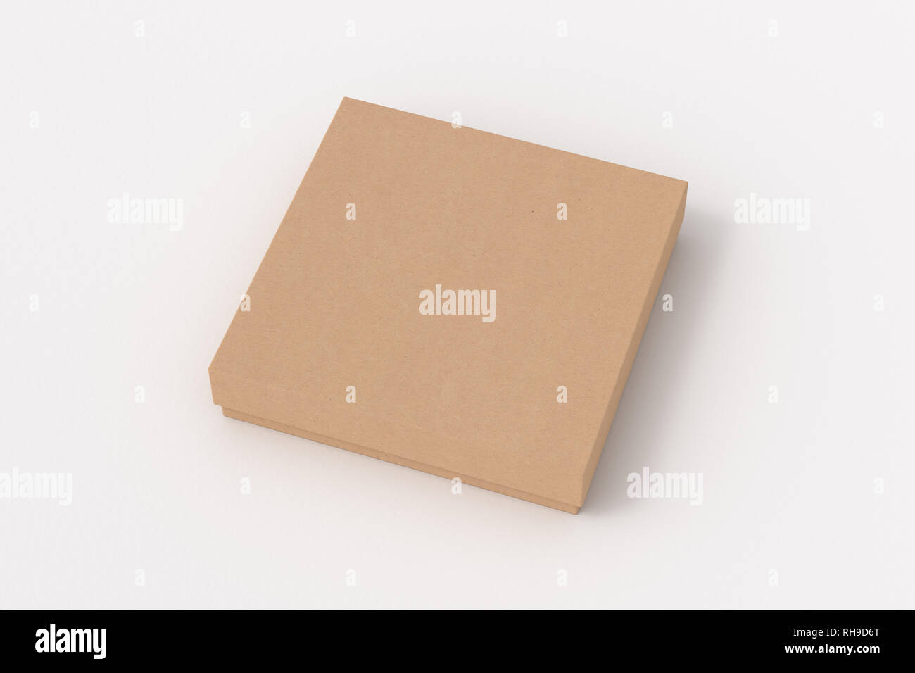 Blank carton square flat gift box mock up on white background. With ...