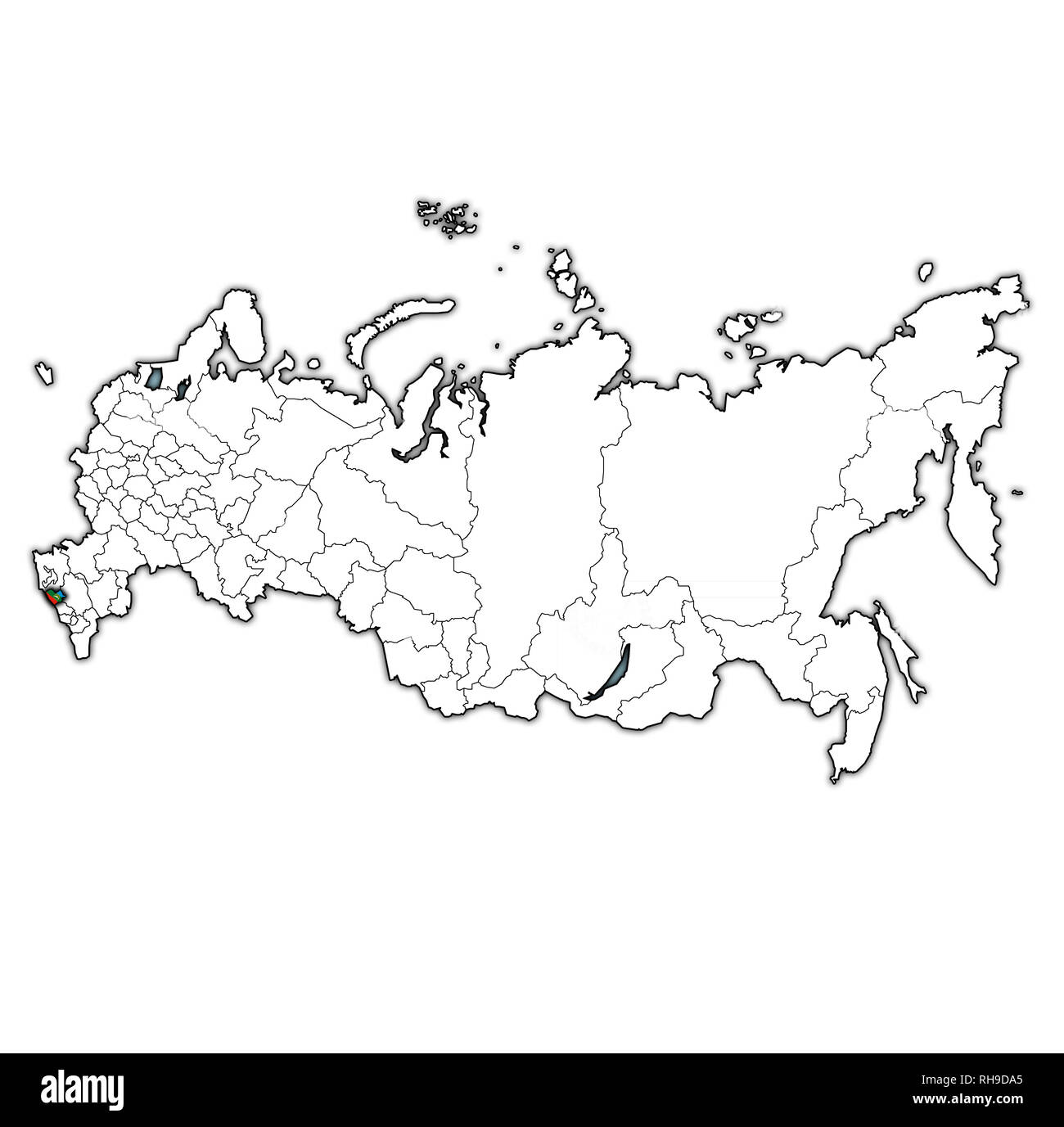 emblem of Karachay-Cherkessia on map with administrative divisions and ...