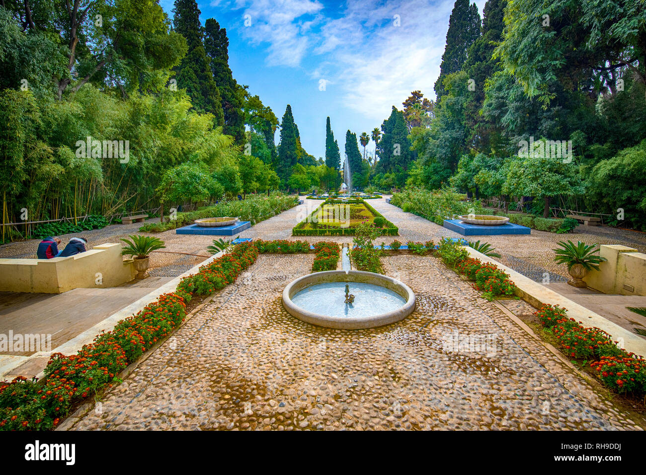 Jardin Jnan Sbil or Bou Jeloud Gardens in Fes in Morocco, The beautiful ...