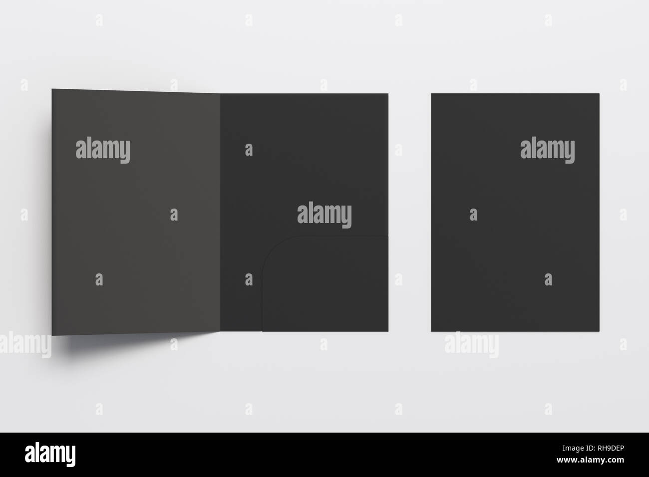 Single black unfolded and closed pocket reinforced folder (right pocket ...