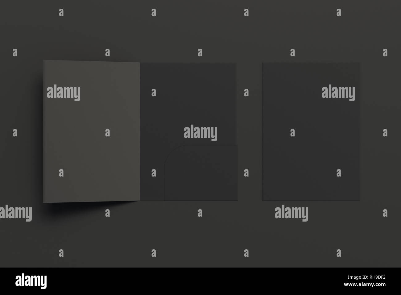 Single black unfolded and closed pocket reinforced folder (right pocket ...