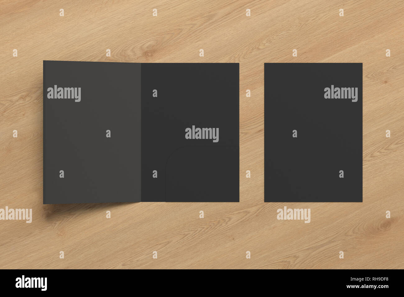 Single black unfolded and closed pocket reinforced folder (right pocket ...