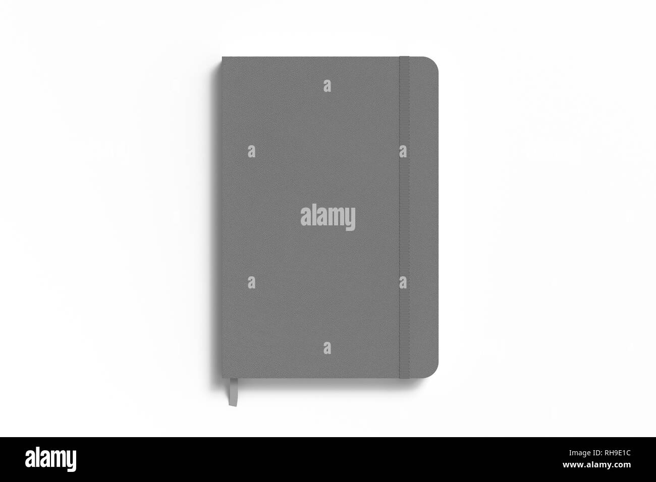 Gray vertical notebook with elastic band on white background Stock ...