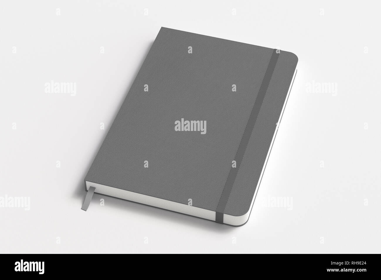 Gray vertical notebook with elastic band on white background Stock ...