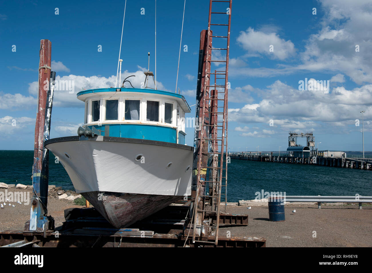 An fishing boat in dry dock, Kangaroo Island, South Australia ...