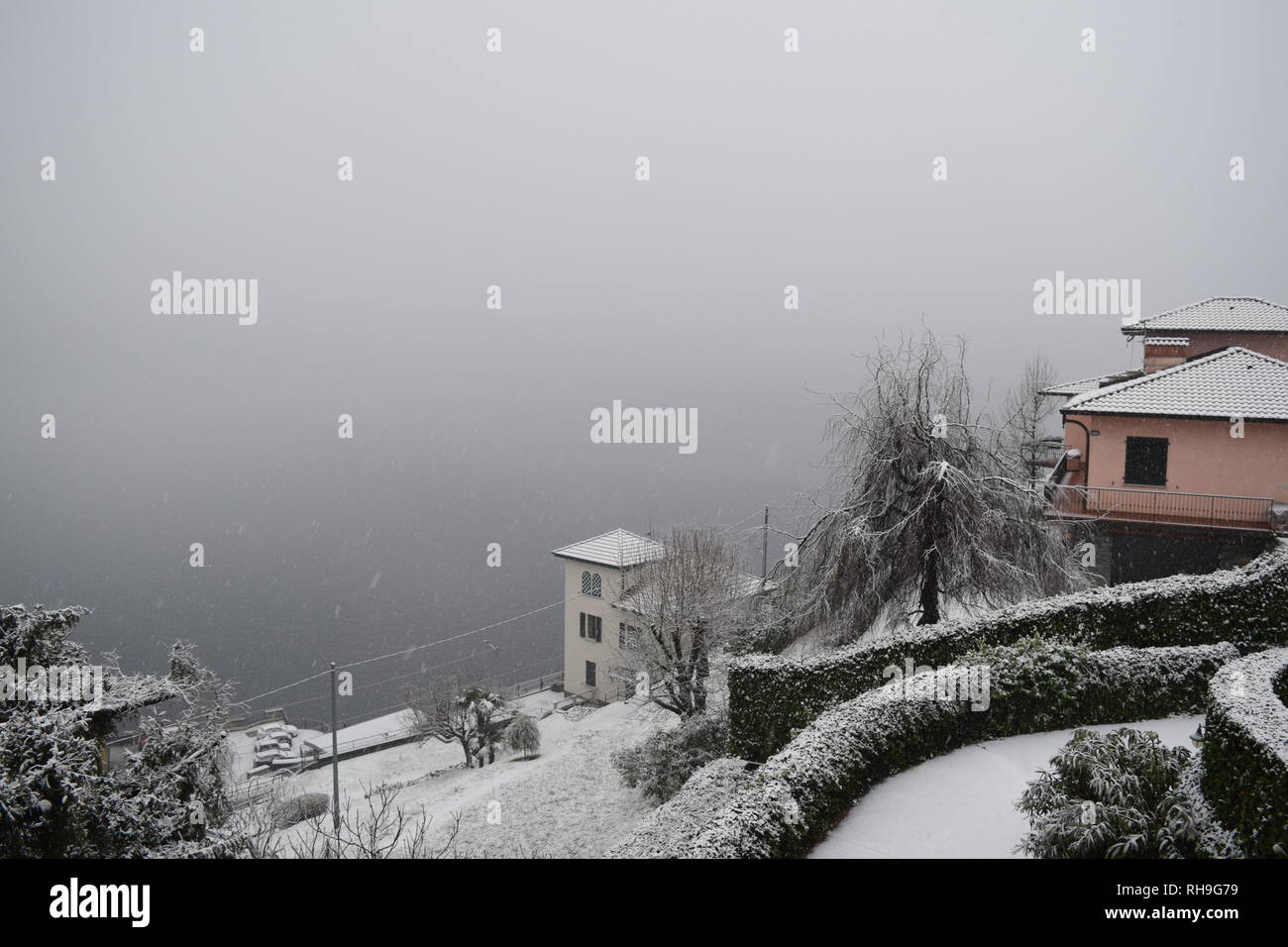 Winter Scene in Lake Como Italy Stock Photo - Alamy