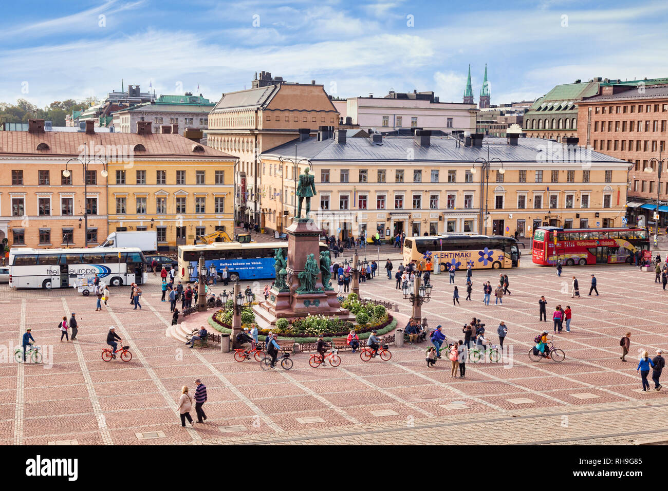 20 September 2018: Helsinki, Finland - Senate Square, with the statue ...