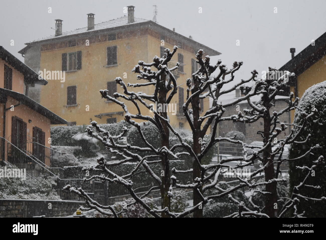 Winter Scene in Lake Como Italy Stock Photo - Alamy