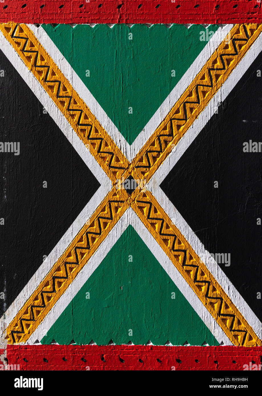 Colorful wooden door of an old asiri house, Asir province, Khamis ...