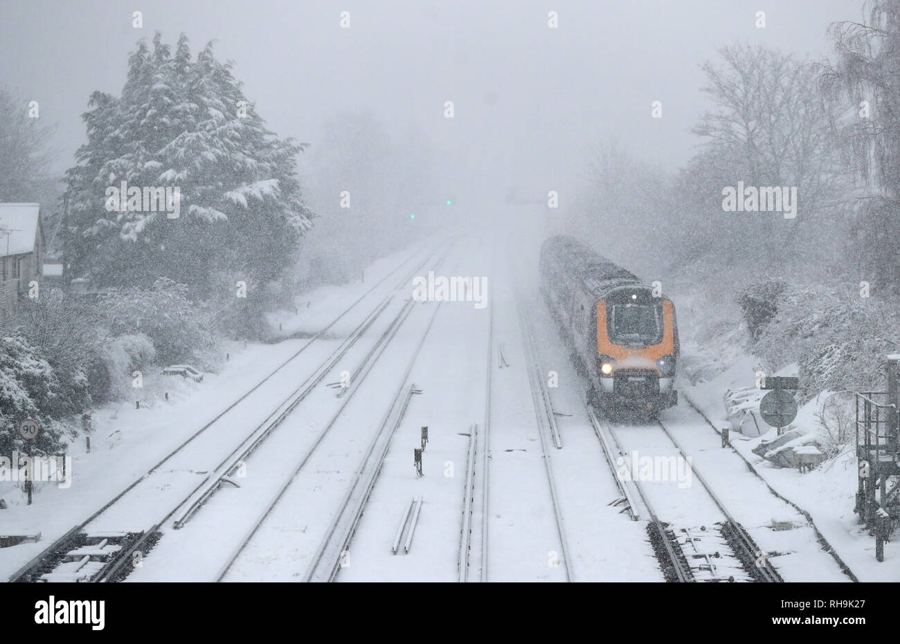 A passenger train travels through Worting Junction in Basingstoke ...