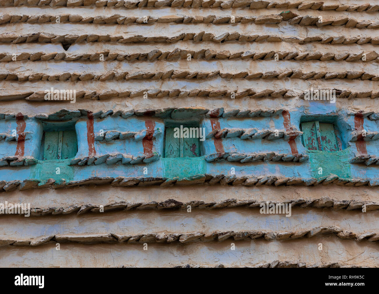 Stone and mud house with slates in al Khalaf village, Asir province ...