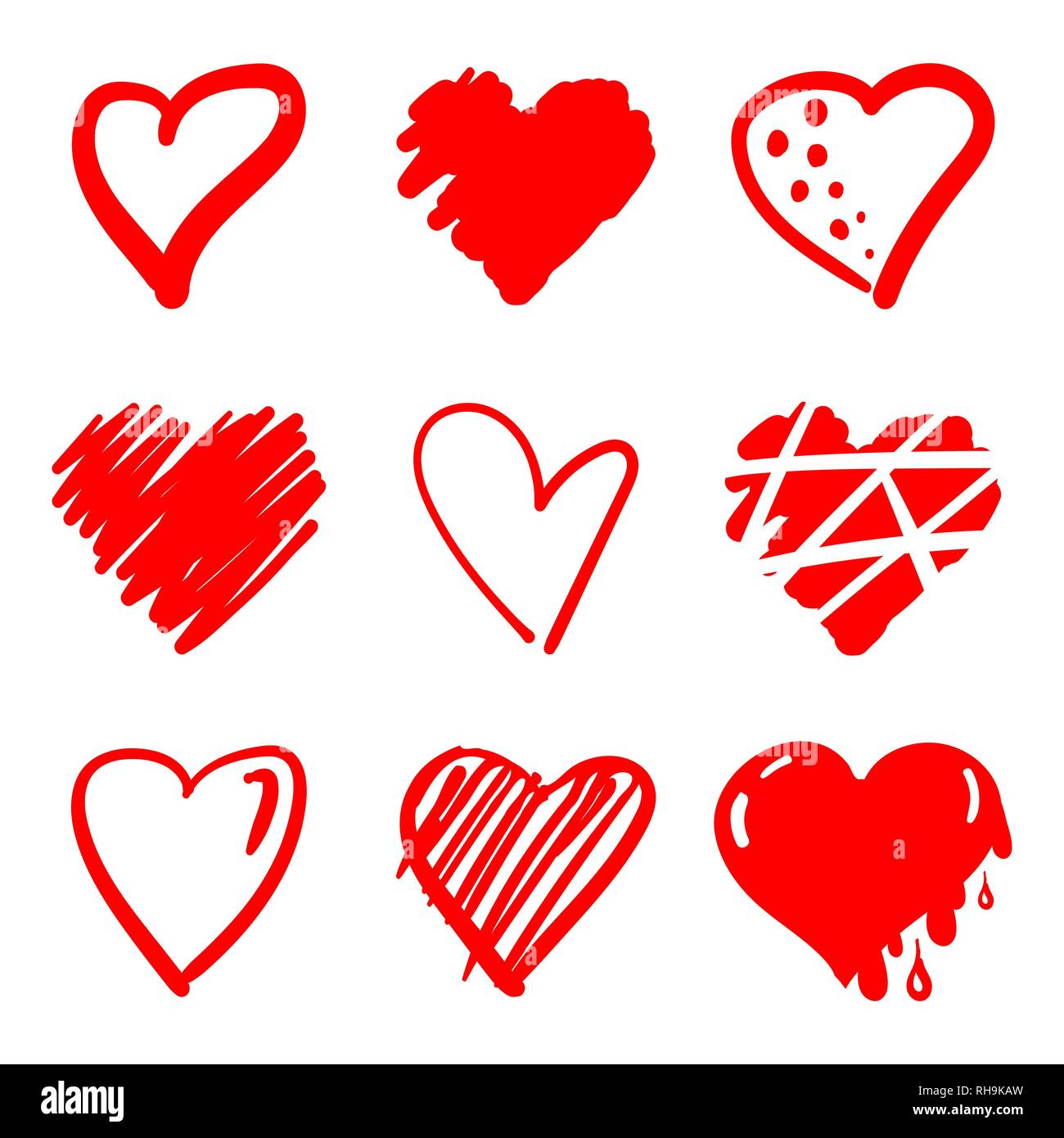 Hand drawn hearts. Design elements for Valentine s day Stock Vector ...