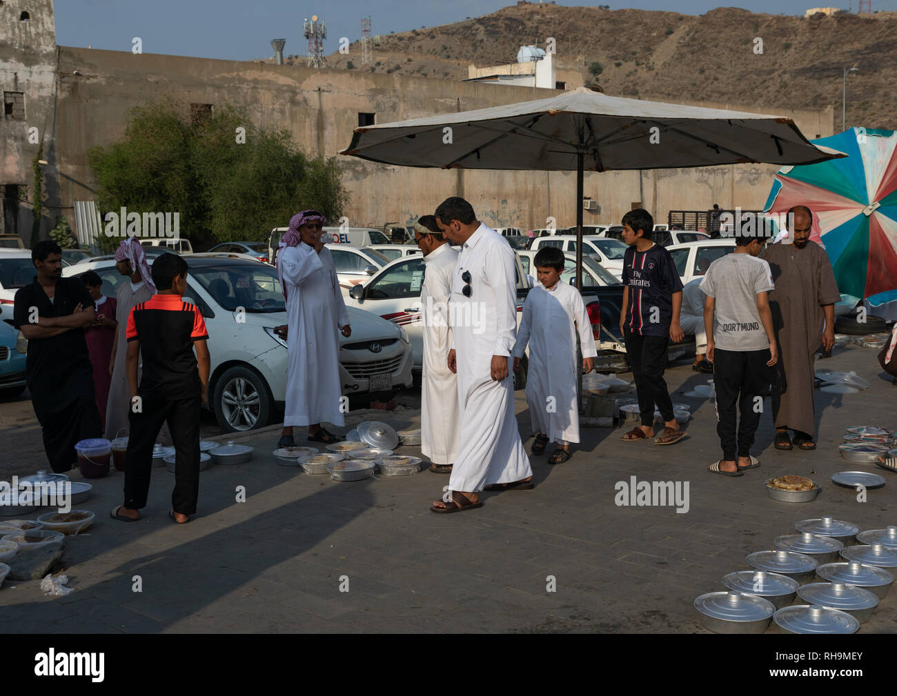 Honey and honeycombs for sale on a market, Asir province, Muhayil ...