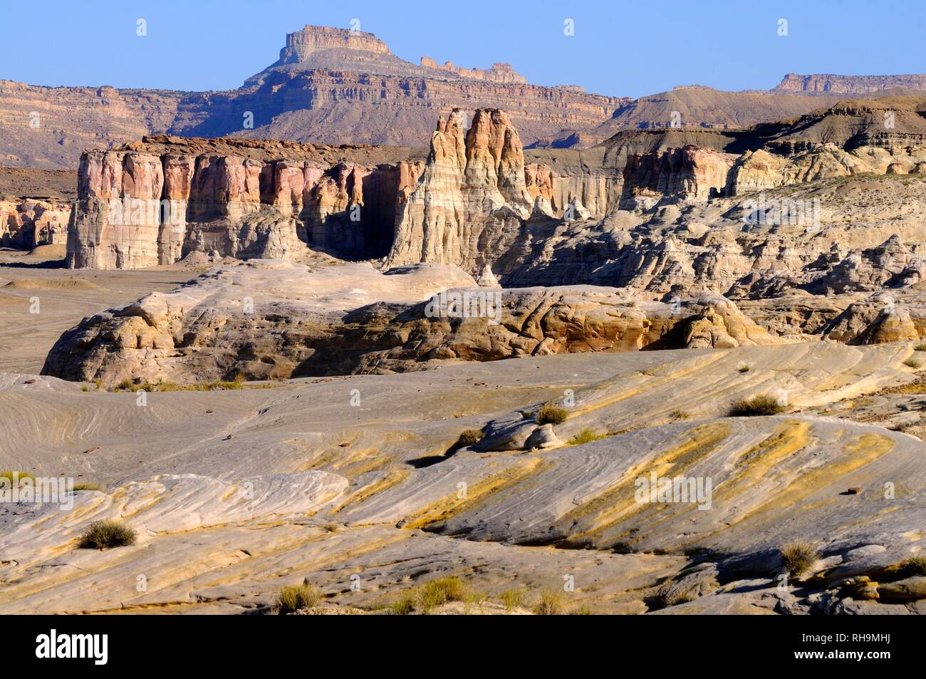 Sandstone formations and rock towers smoothed by erosion, White Rocks ...