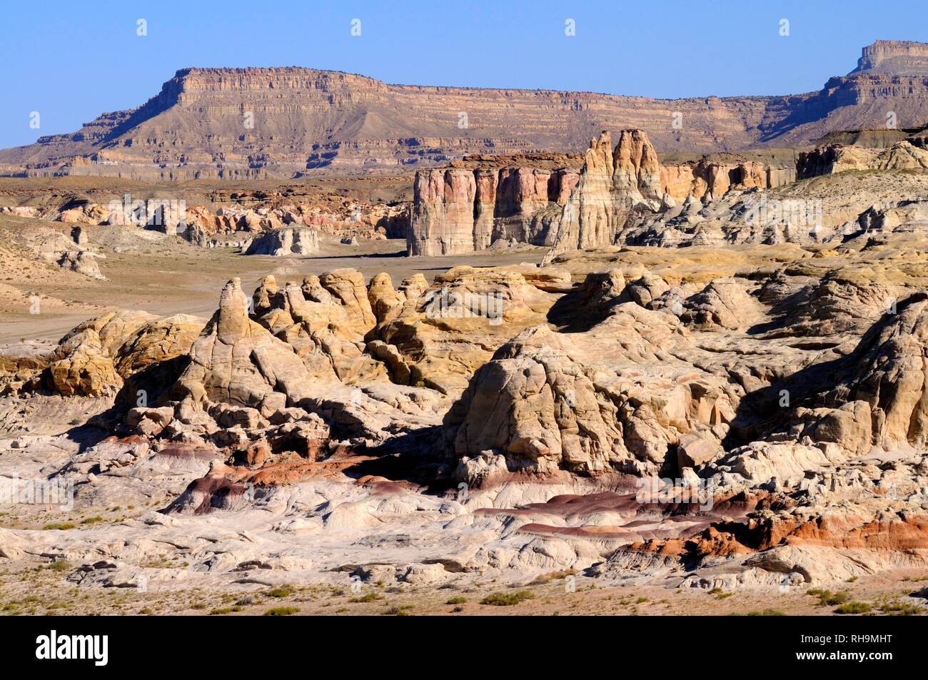 Sandstone formations and rock towers smoothed by erosion, White Rocks ...