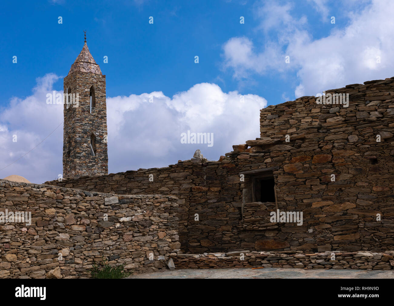 Mosque made of stones, Asir province, Tanomah, Saudi Arabia Stock Photo ...