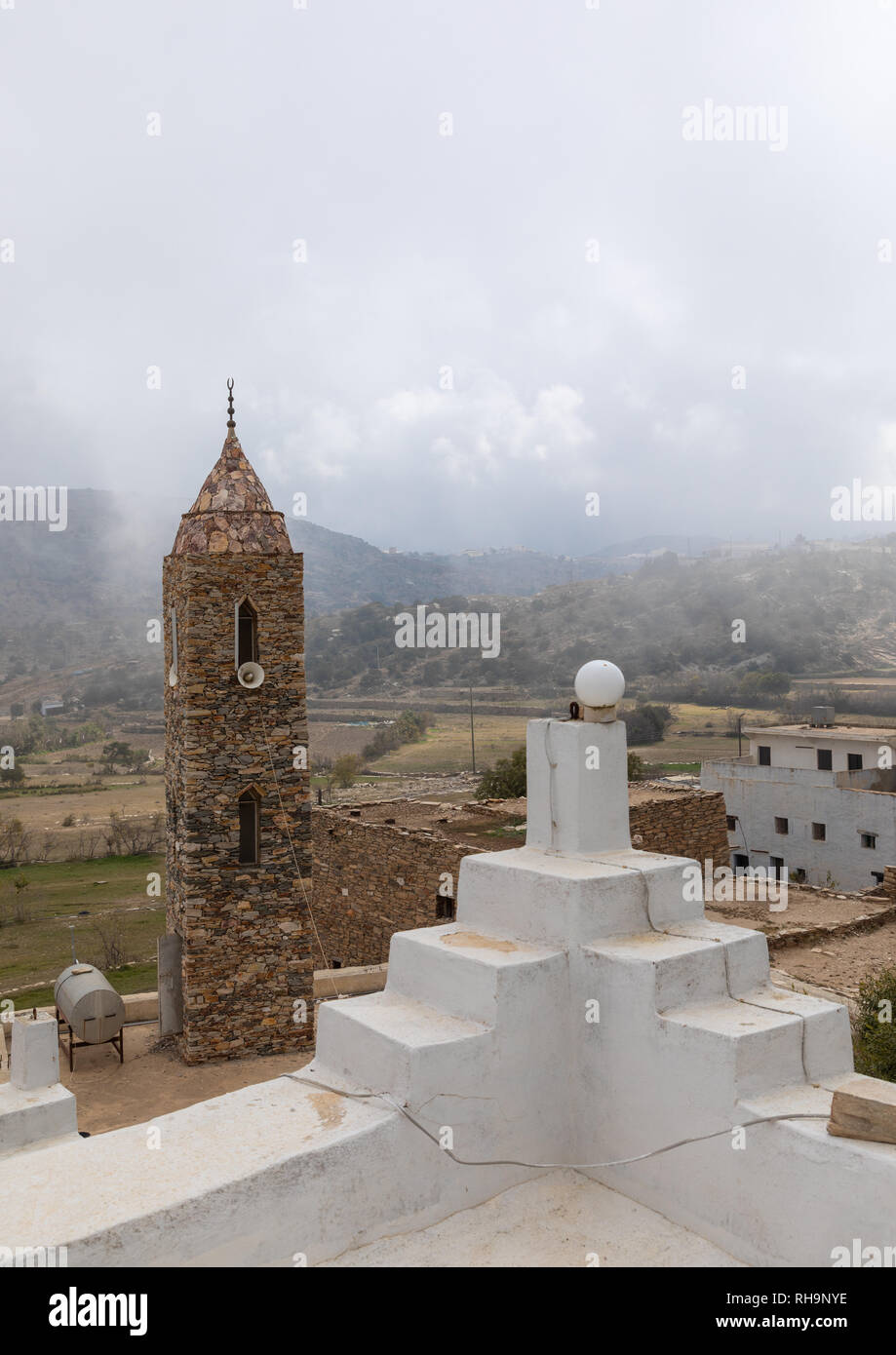 Mosque made of stones, Asir province, Tanomah, Saudi Arabia Stock Photo ...