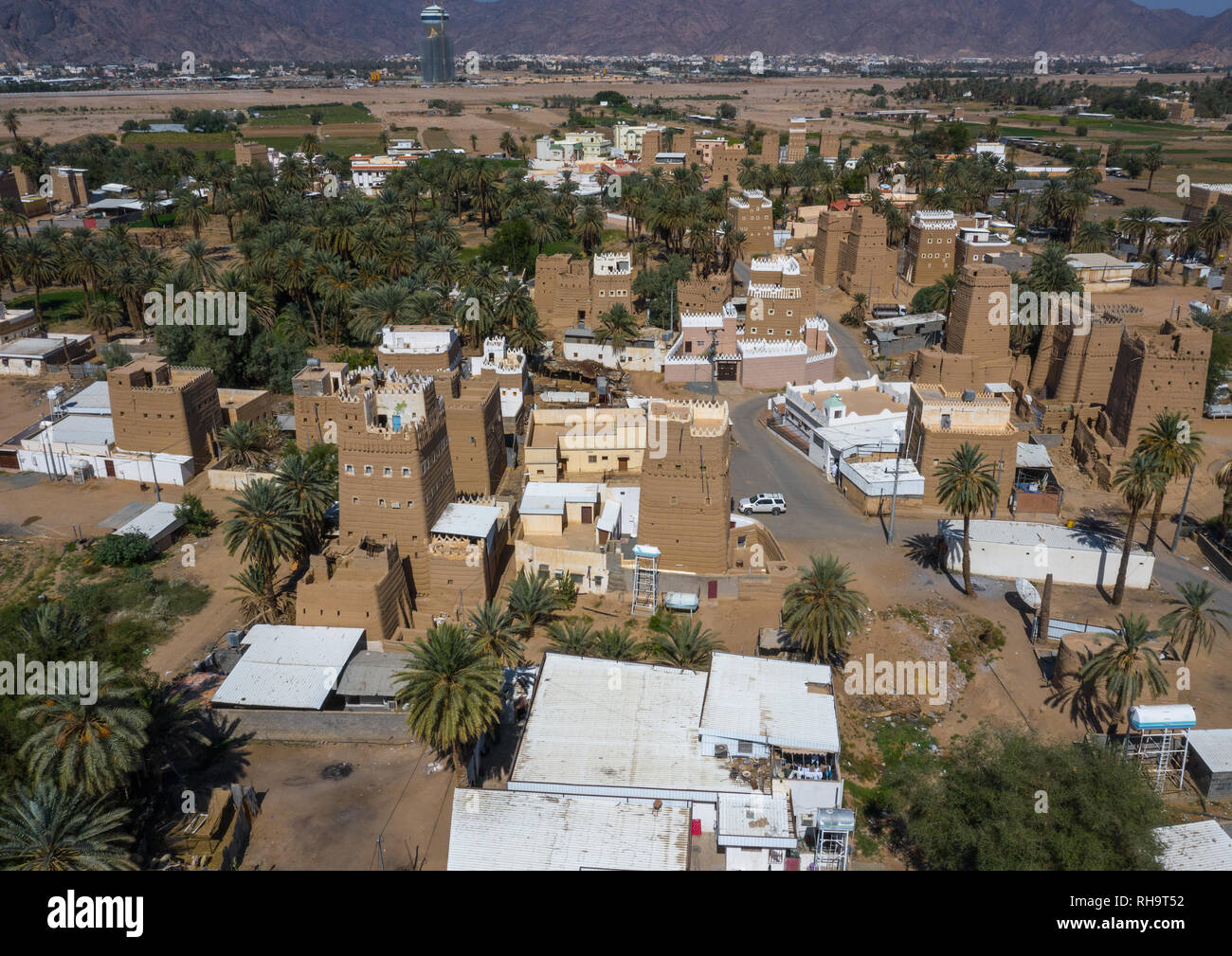 Aerial view of an old village with traditional mud houses, Najran ...