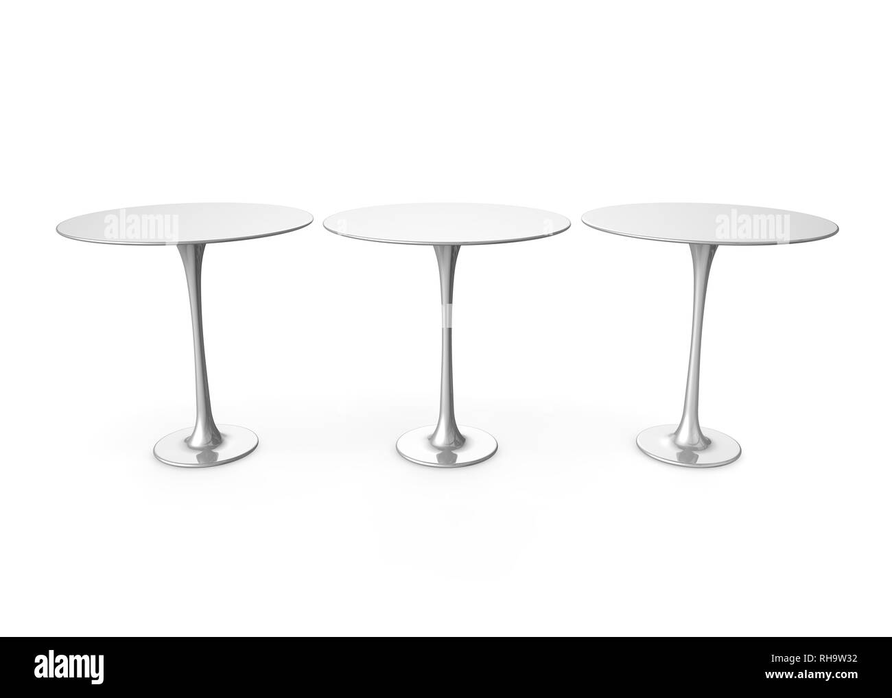 Three metal tables on a long leg. There is free space for your design ...