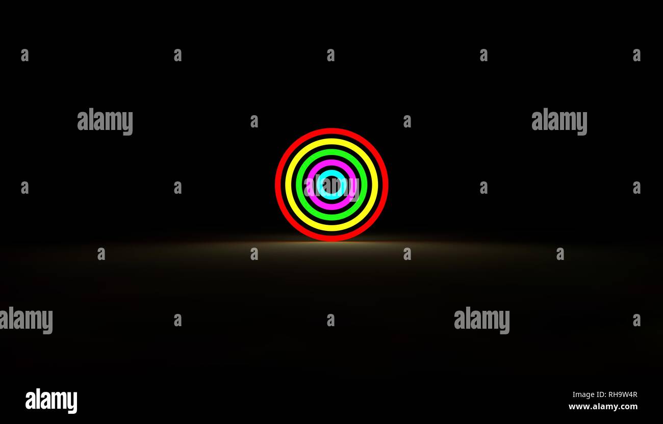 Glowing geometric object in a dark room. 3D illustration Stock Photo ...